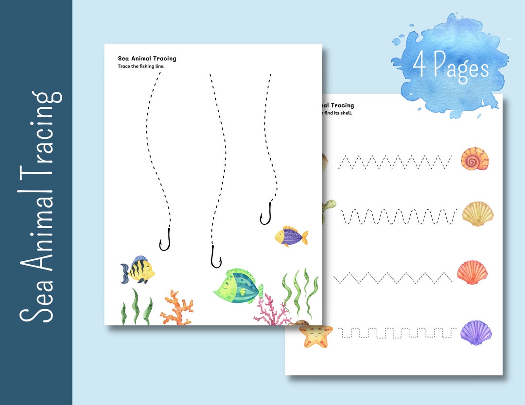 4 Sea Animal Tracing Worksheets | Tracing Worksheets | Busy Book ...