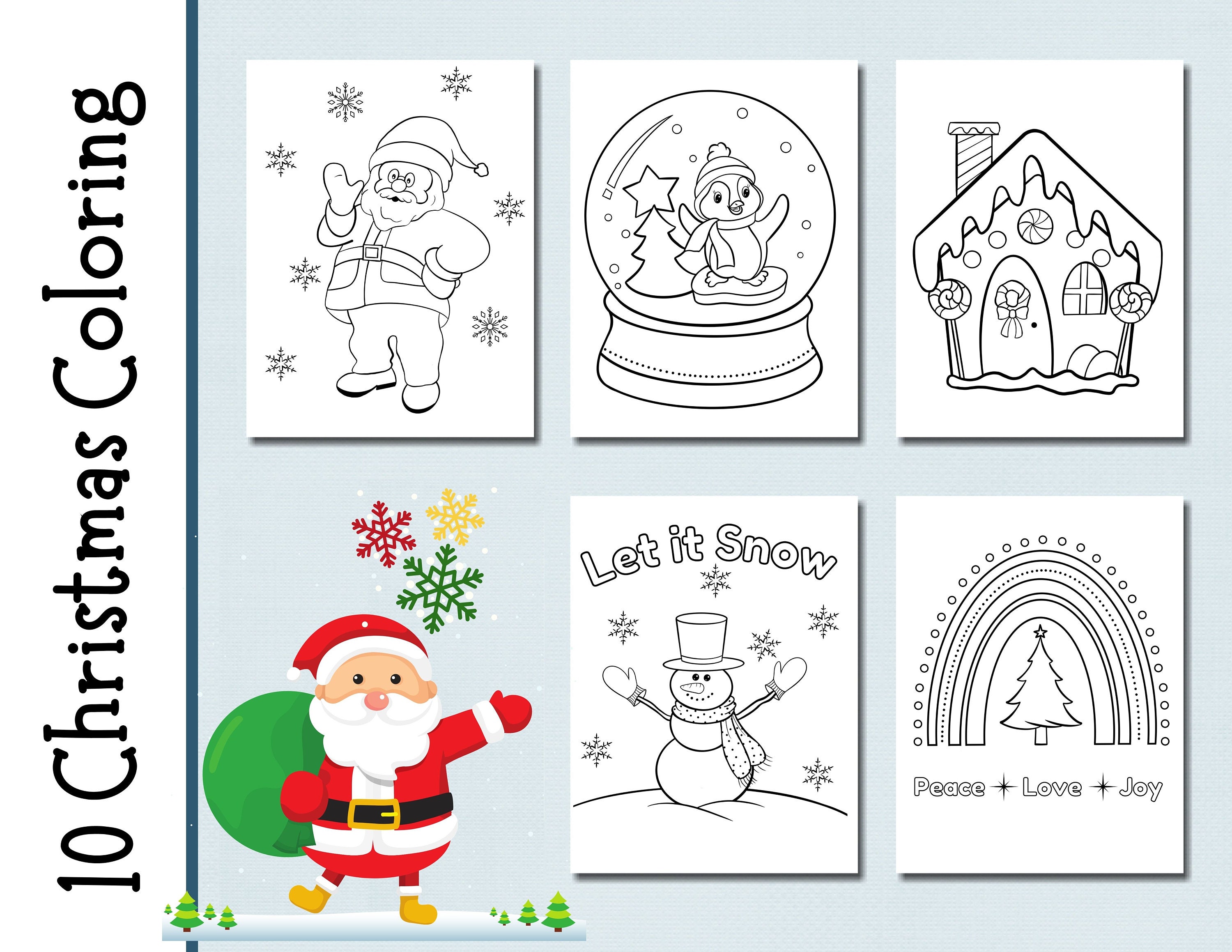 Christmas Coloring Kids Coloring Pages 10 Christmas - Etsy