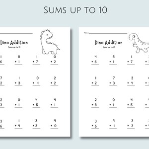 12 Dino Addition Worksheets | Math Worksheets | 12 Pages | Sums Under ...