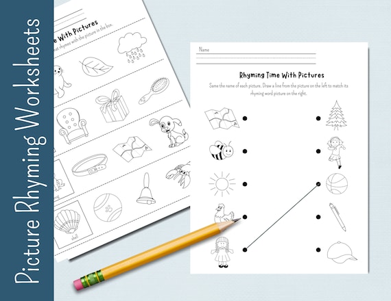 10 Rhyming With Pictures Rhyme Worksheets Worksheets - Etsy