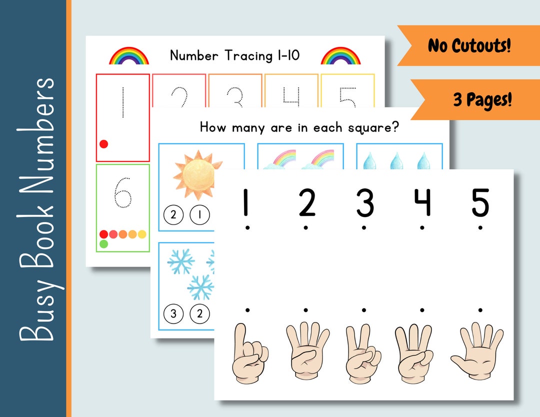 No Cut Busy Book | Numbers | Printable Download | Number Recognition ...