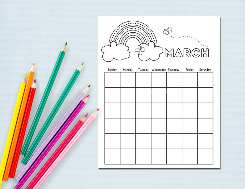 Coloring Calendar | Perpetual Calendar | Calendar for Kids | Printable ...