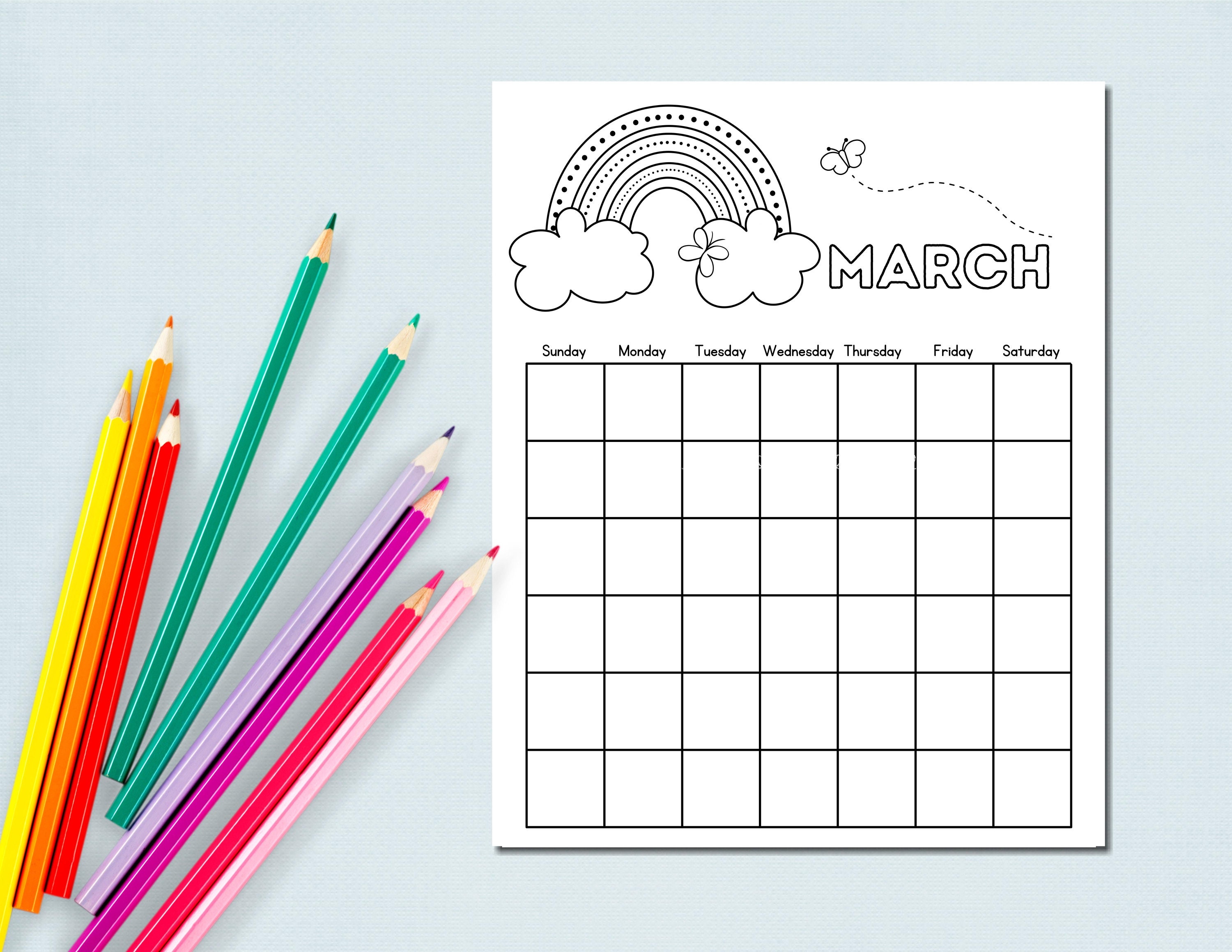 Coloring Calendar | Perpetual Calendar | Calendar for Kids | Printable ...