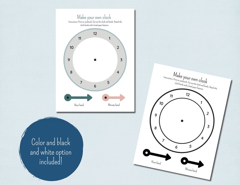Build a Clock Educational Clock Telling Time Activity Cut Activity ...