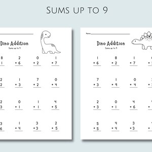 12 Dino Addition Worksheets | Math Worksheets | 12 Pages | Sums Under ...