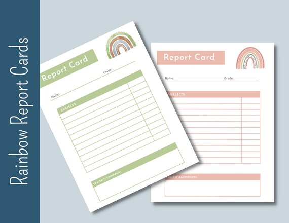 Printable Report Card Rainbow Homeschool Educational | Etsy