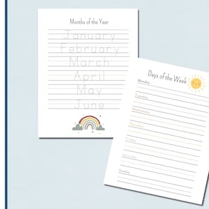 Months of the Year Handwriting Worksheets | Days of the Week ...
