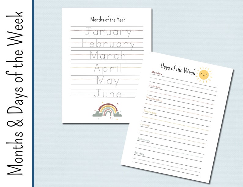 Months of the Year Handwriting Worksheets | Days of the Week ...