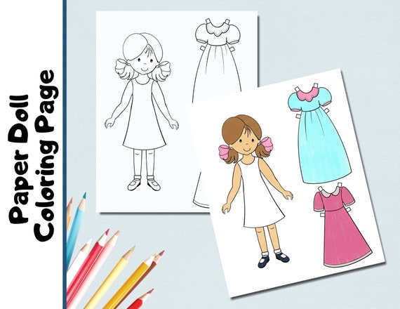 Simple Paper Doll Digital Coloring Activity - Etsy