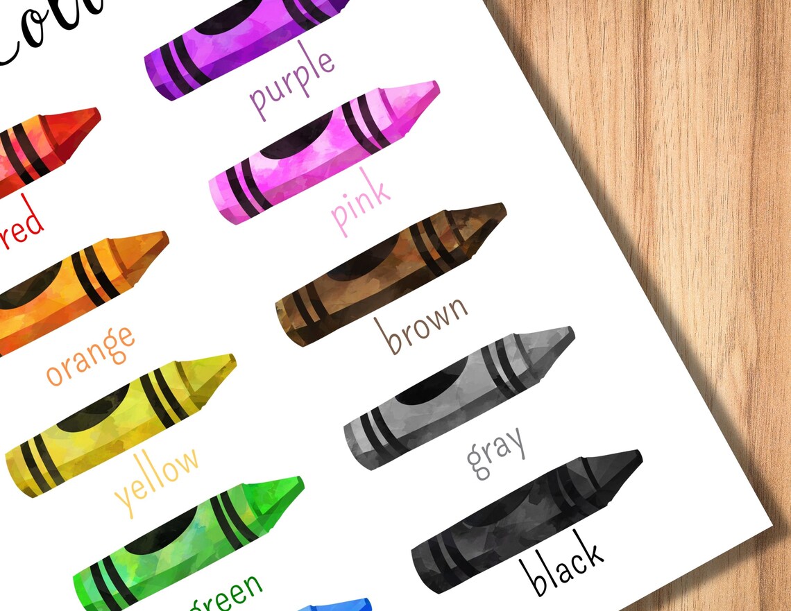 Color Poster | Educational Wall Art | Learning Colors | Color | Crayon ...