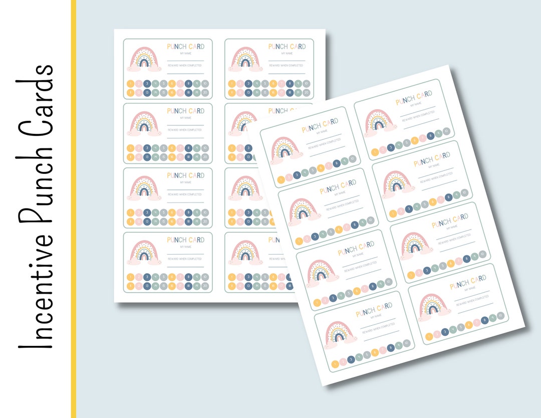 Incentive Punch Cards | Rainbow | 10 Punches | 20 Punches| Reward ...