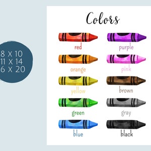 Color Poster | Educational Wall Art | Learning Colors | Color | Crayon ...