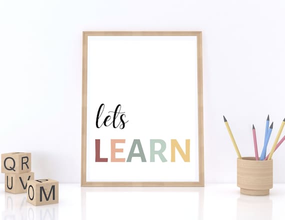 Lets Learn Poster Earth Tones Reading Poster Library | Etsy