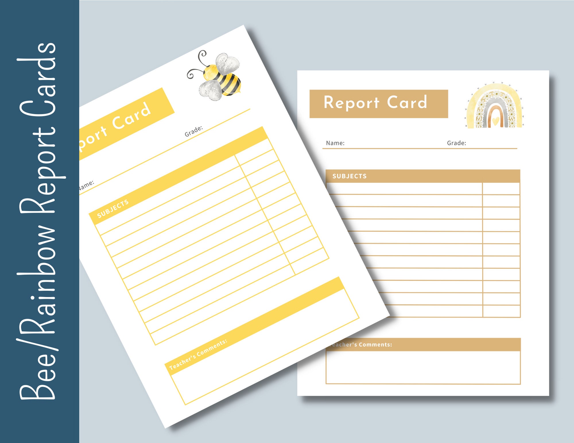 Printable Report Card Bee Rainbow Homeschool Educational Resource ...