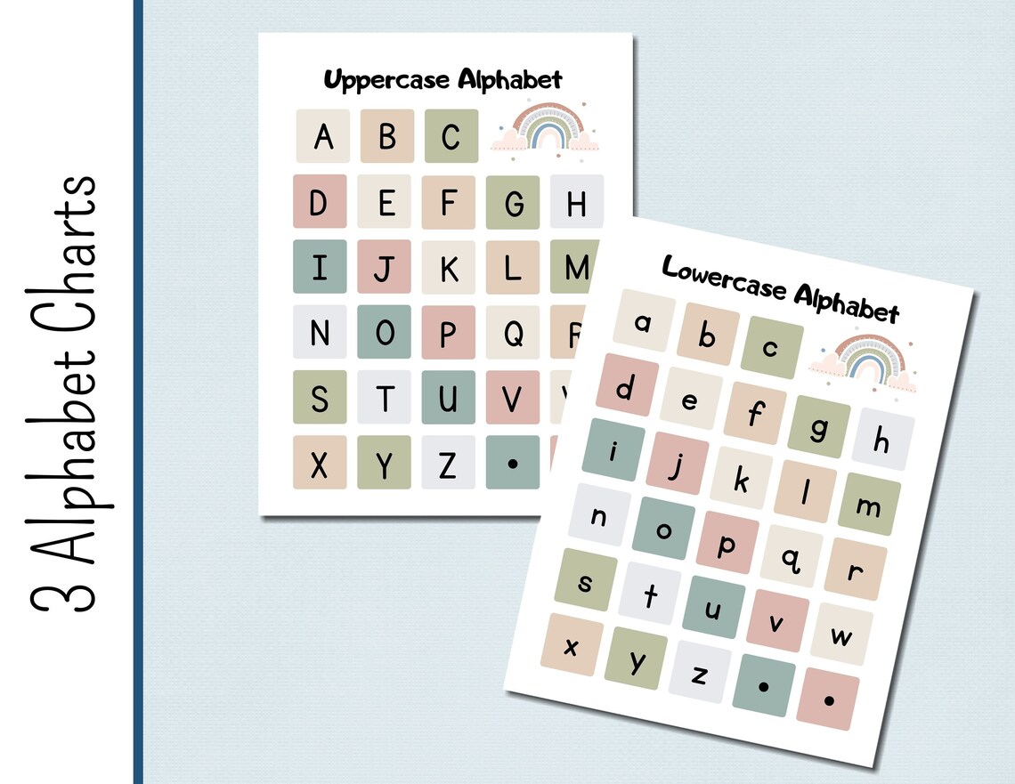 3 Alphabet Chart | ABC Chart | Uppercase | Lowercase | Preschool | Wall ...