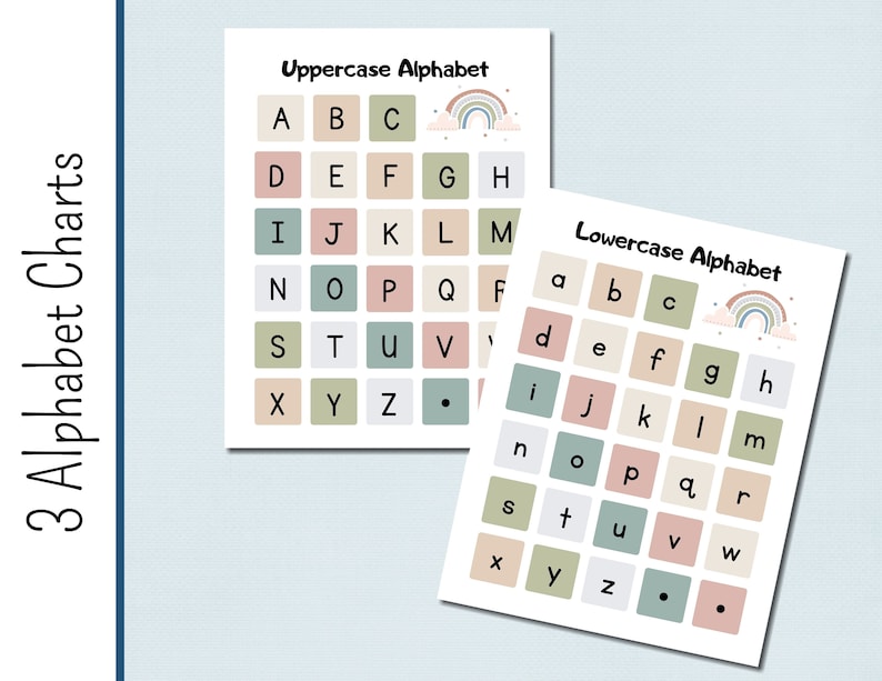 3 Alphabet Chart | ABC Chart | Uppercase | Lowercase | Preschool | Wall ...