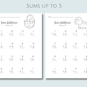 12 Dino Addition Worksheets | Math Worksheets | 12 Pages | Sums Under ...