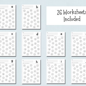 Lowercase Alphabet Dab and Dot | Alphabet Search | 26 Worksheet Pages ...