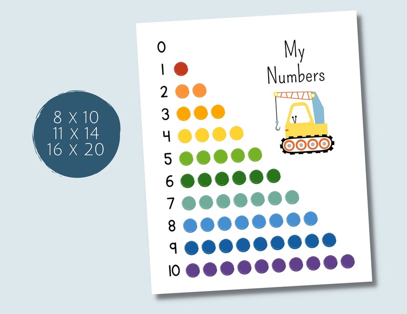 0-10 Number Chart Construction Chart Rainbow Chart Counting Chart Wall ...