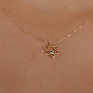 Mini Star of David Necklace, 18K Jewish Star Necklace, Diamond Jewish ...