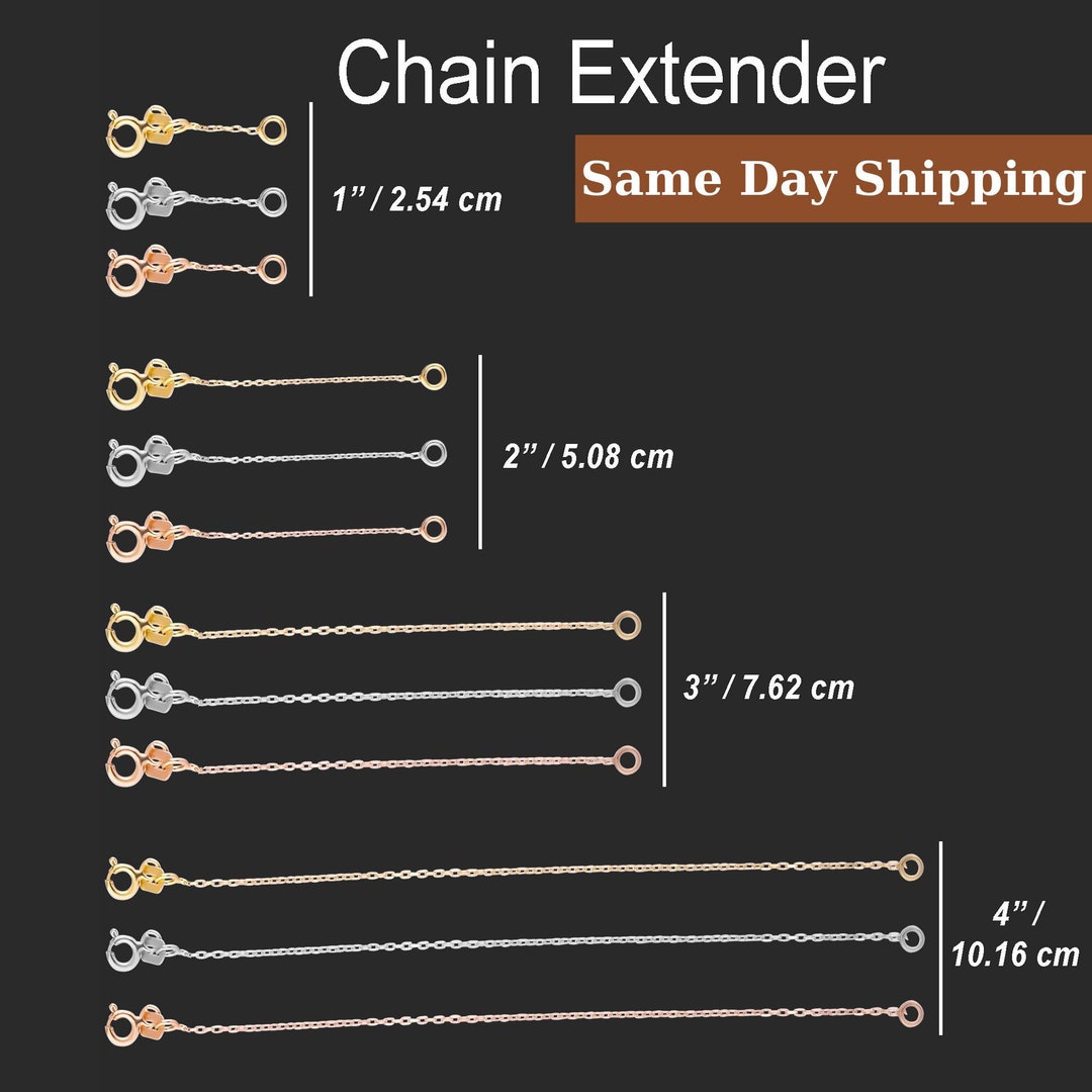 Adjustable Extension Chain, 18k Solid Gold Chain Extender, 14k Solid ...