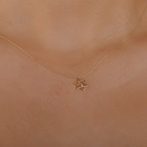 Mini Star of David Necklace, 18K Jewish Star Necklace, Diamond Jewish ...