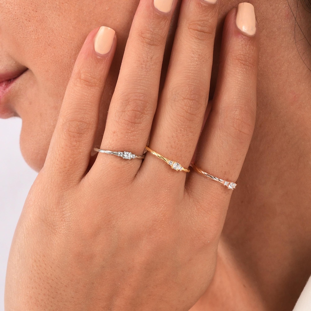 18k Solid Gold Diamond Promise Ring, Diamond Promise Ring, Natural ...