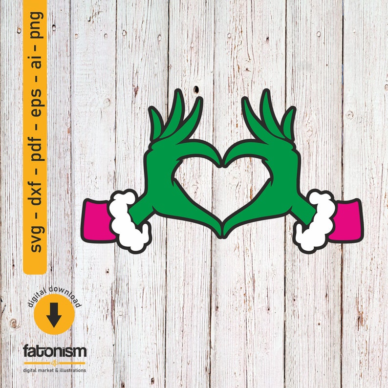 Grinch Heart Hands Merry Grinchmas Svg Christmas Svg - Etsy