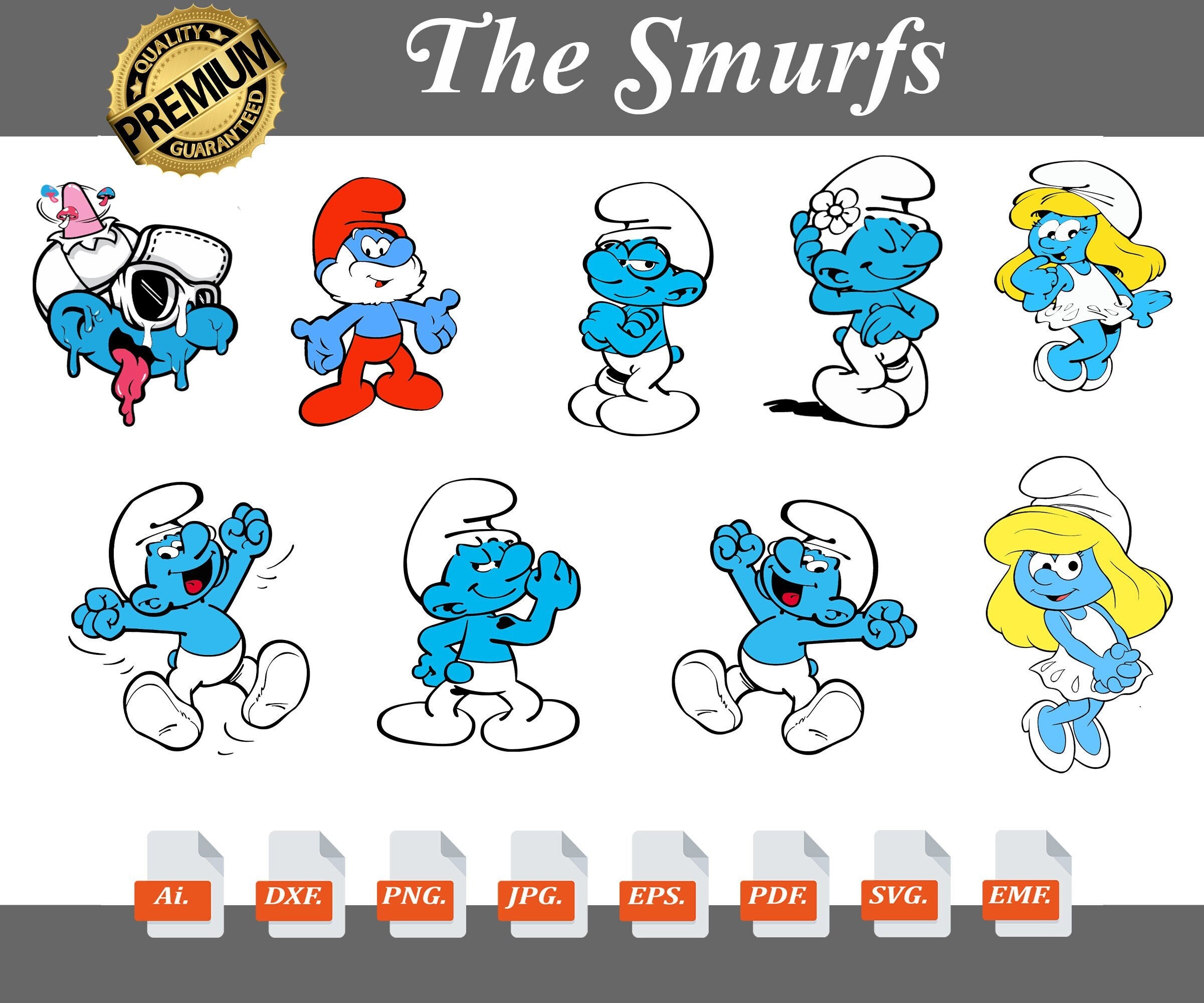 Smurfs the Smurfs Smurfs Stickers Smurfs Digital Stickers - Etsy