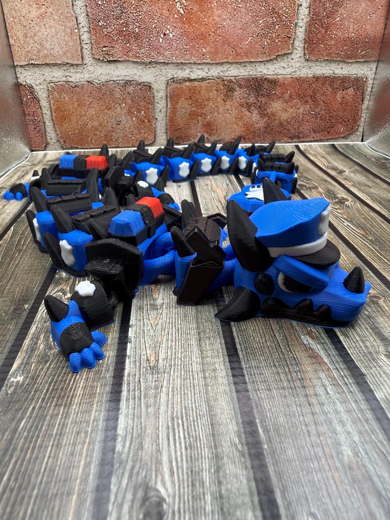 3D Printed Police-themed Dragon – Articulated Flexi Poseable Dragon ...