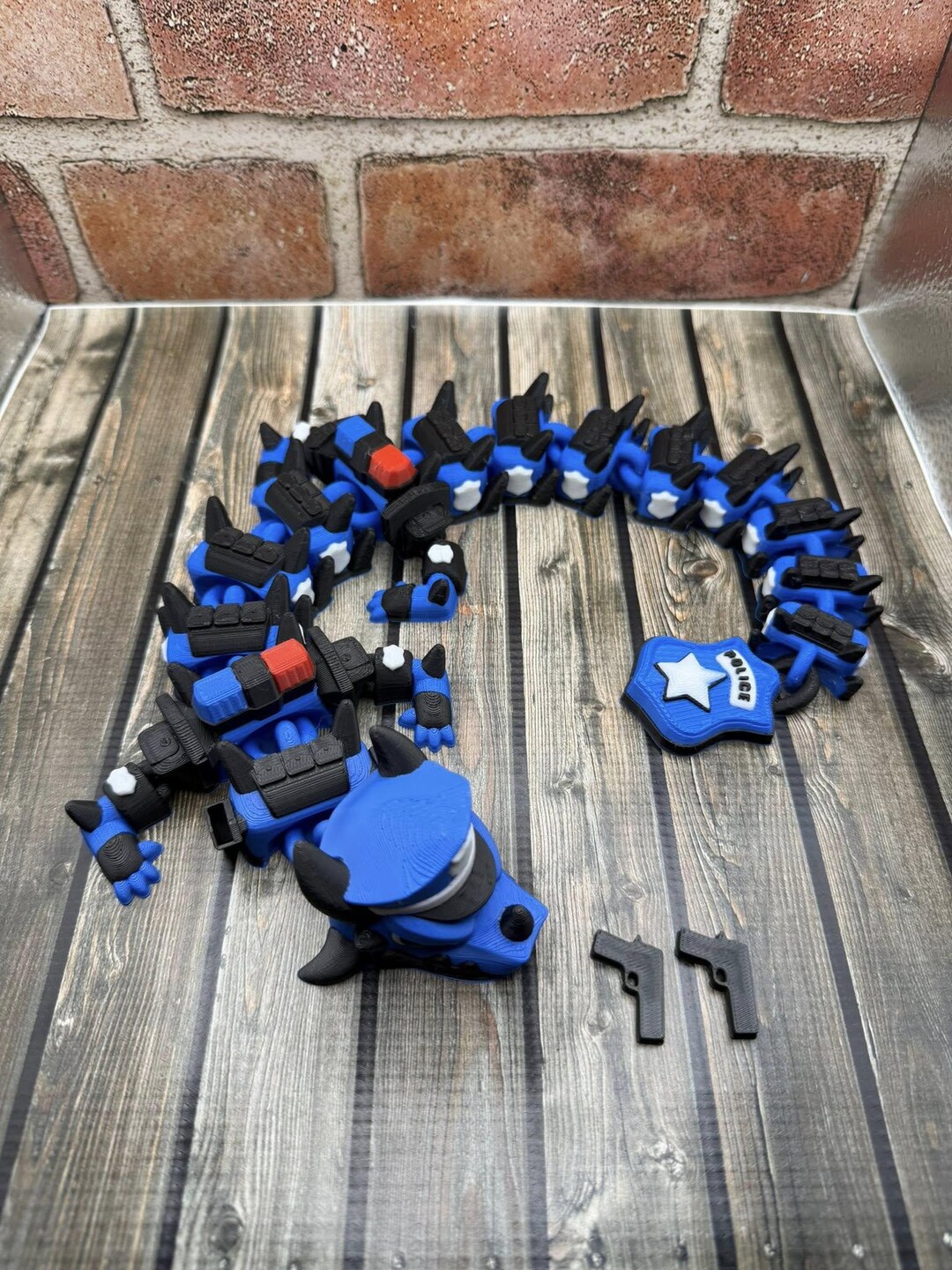 3D Printed Police-themed Dragon – Articulated Flexi Poseable Dragon ...
