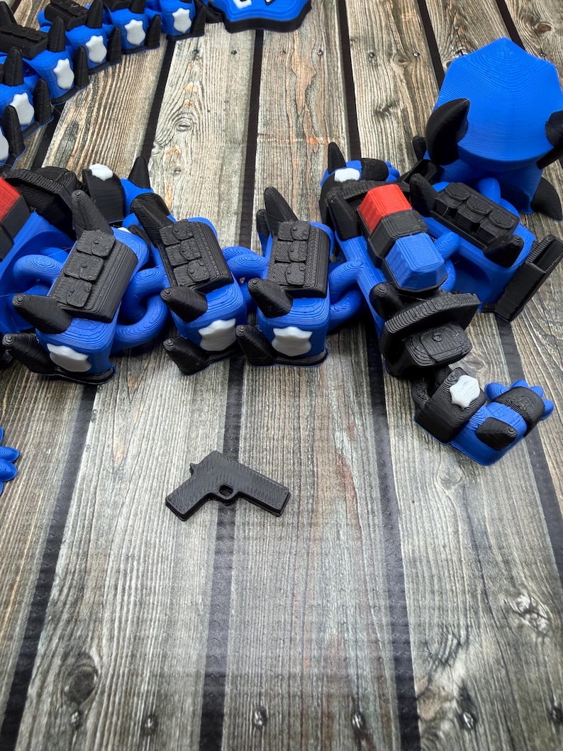 3D Printed Police-themed Dragon – Articulated Flexi Poseable Dragon ...