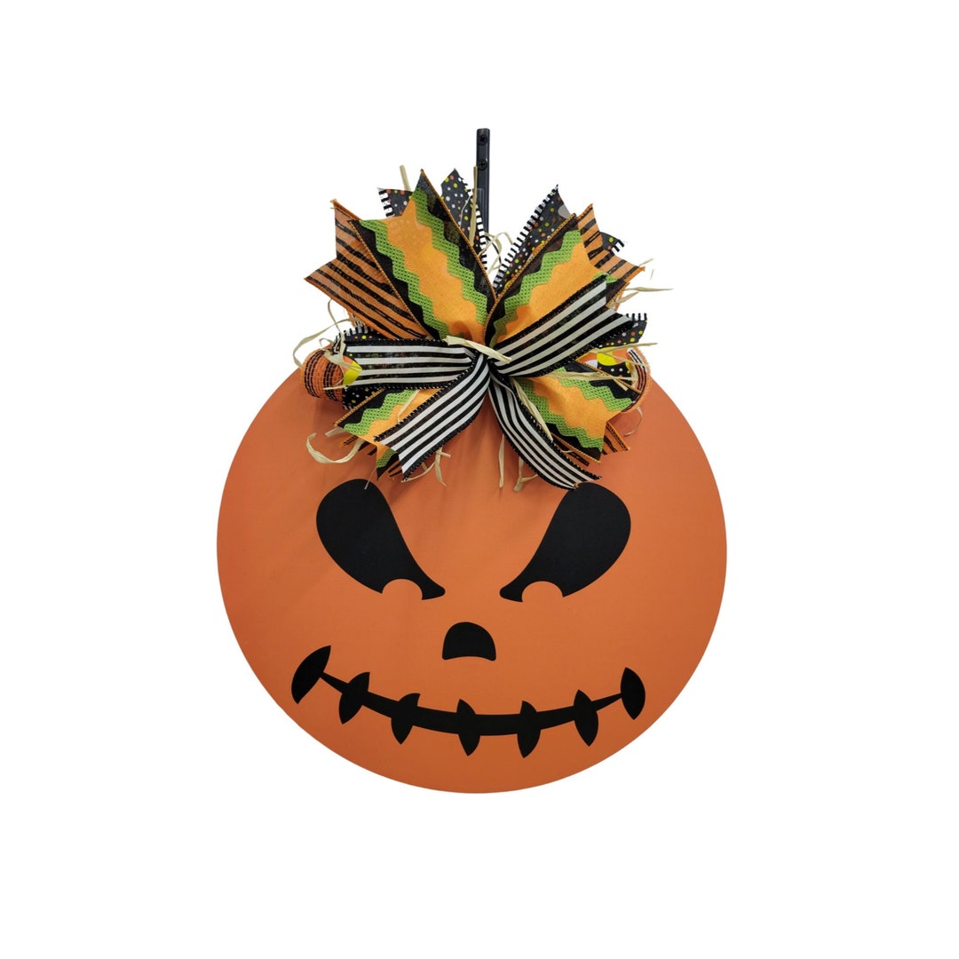 Fall Pumpkin Face Door Hanger, Halloween Pumpkin Door Hanger, Halloween ...