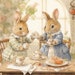 Bunny Rabbit Tea Time Watercolor Clip Art Sublimation Graphics 4 JPG ...