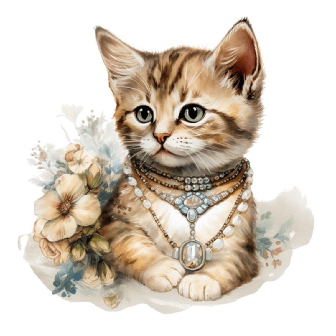 Kitty Cat in Victorian Jewelry Clipart Clip Art 4 PNG Format Instant ...