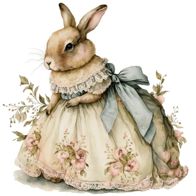 Baroque Bunny Rabbit Clip Art Sublimation Graphics Watercolor 4 High ...