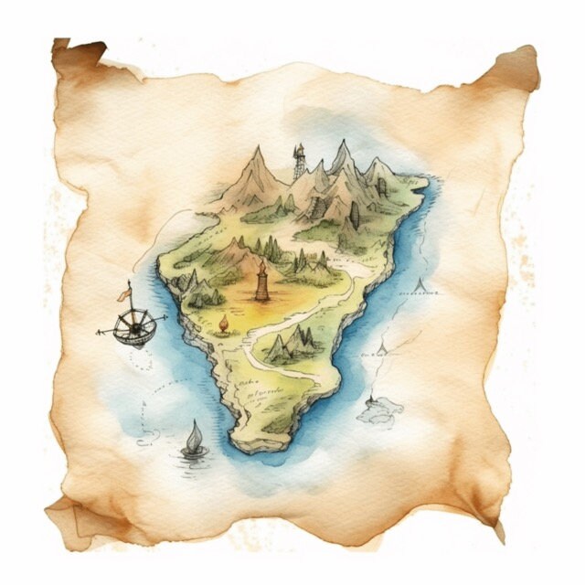 Antique Treasure Map Clipart 4 300 DPI PNG Transparent - Etsy Australia