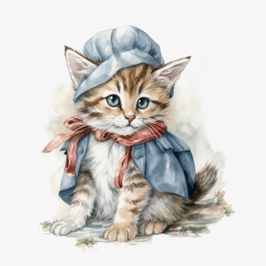 Kitty Cat Kitten Watercolor Clipart 8 High Quality JPG Watercolor Art ...
