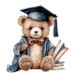 Graduation Teddy Bear Watercolor Clip Art 4 High Quality PNG Format ...