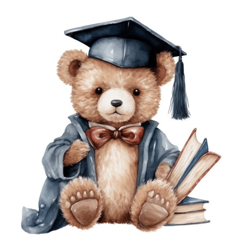 Graduation Teddy Bear Watercolor Clip Art 4 High Quality PNG Format ...