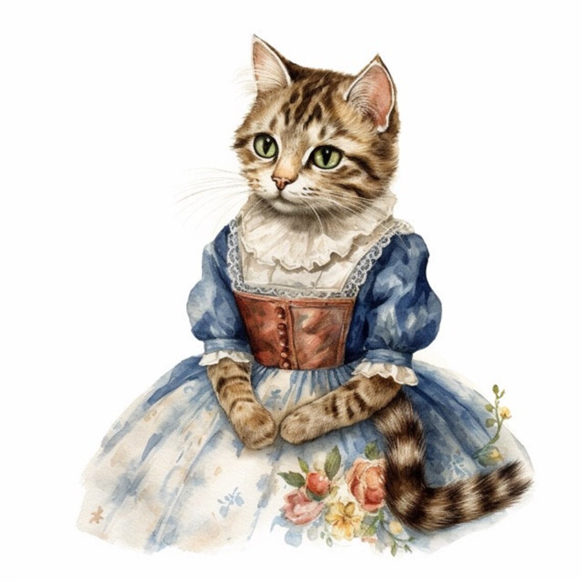 Victorian Cat Kitty Day Clipart Clip Art 4 PNG Format Instant Download ...