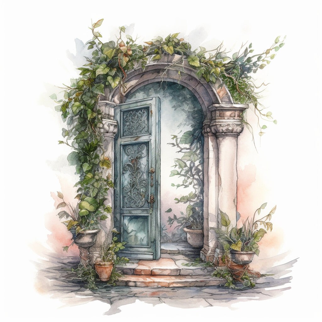 Antique Door Watercolor Clipart 8 High Quality JPG Digital - Etsy