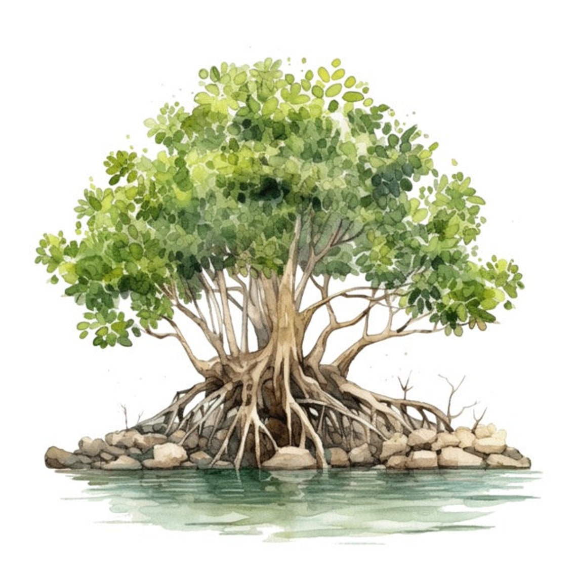 Mangrove Tree Watercolor Clip Art 4 Transparent PNG Collage - Etsy