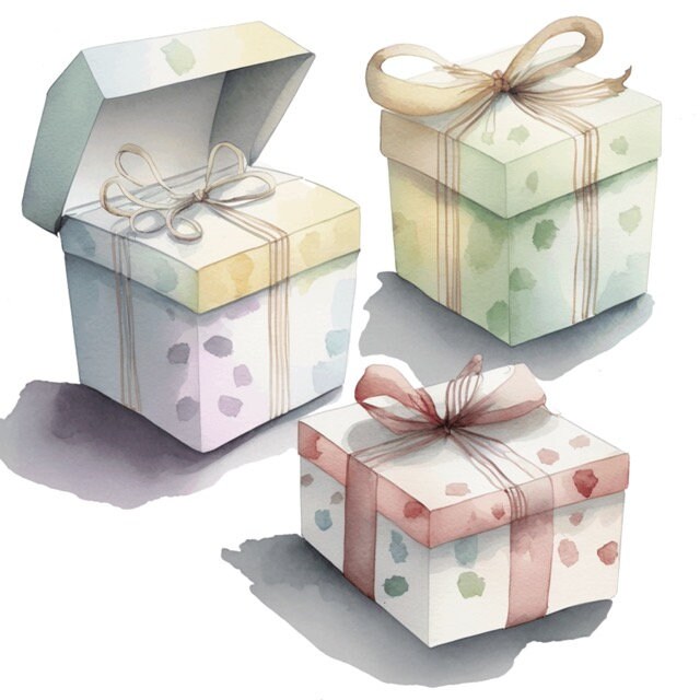 Wrapped Gift Boxes Clip Art 4 PNG Transparent Instant Download for ...