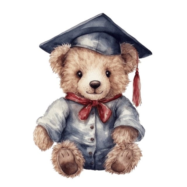 Graduation Teddy Bear Watercolor Clip Art 4 High Quality PNG Format ...