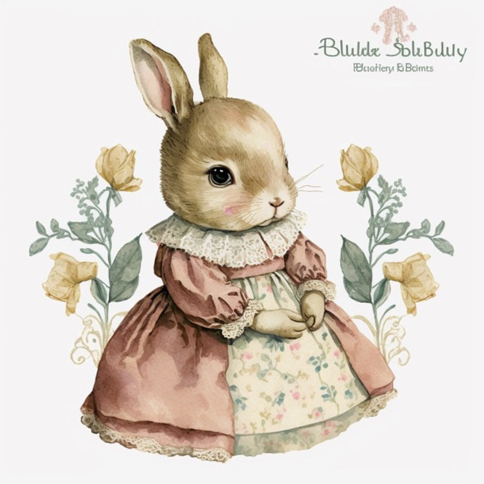 Tudor Bunny Rabbit Clipart 8 High Quality JPG Watercolor Digital ...