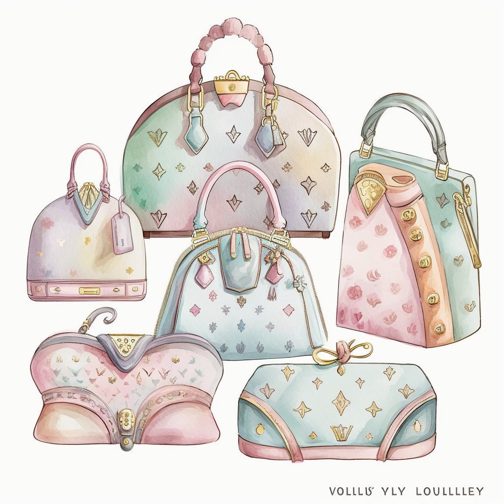 Luxury Purses Clipart 8 High Quality JPG Watercolor Art - Etsy