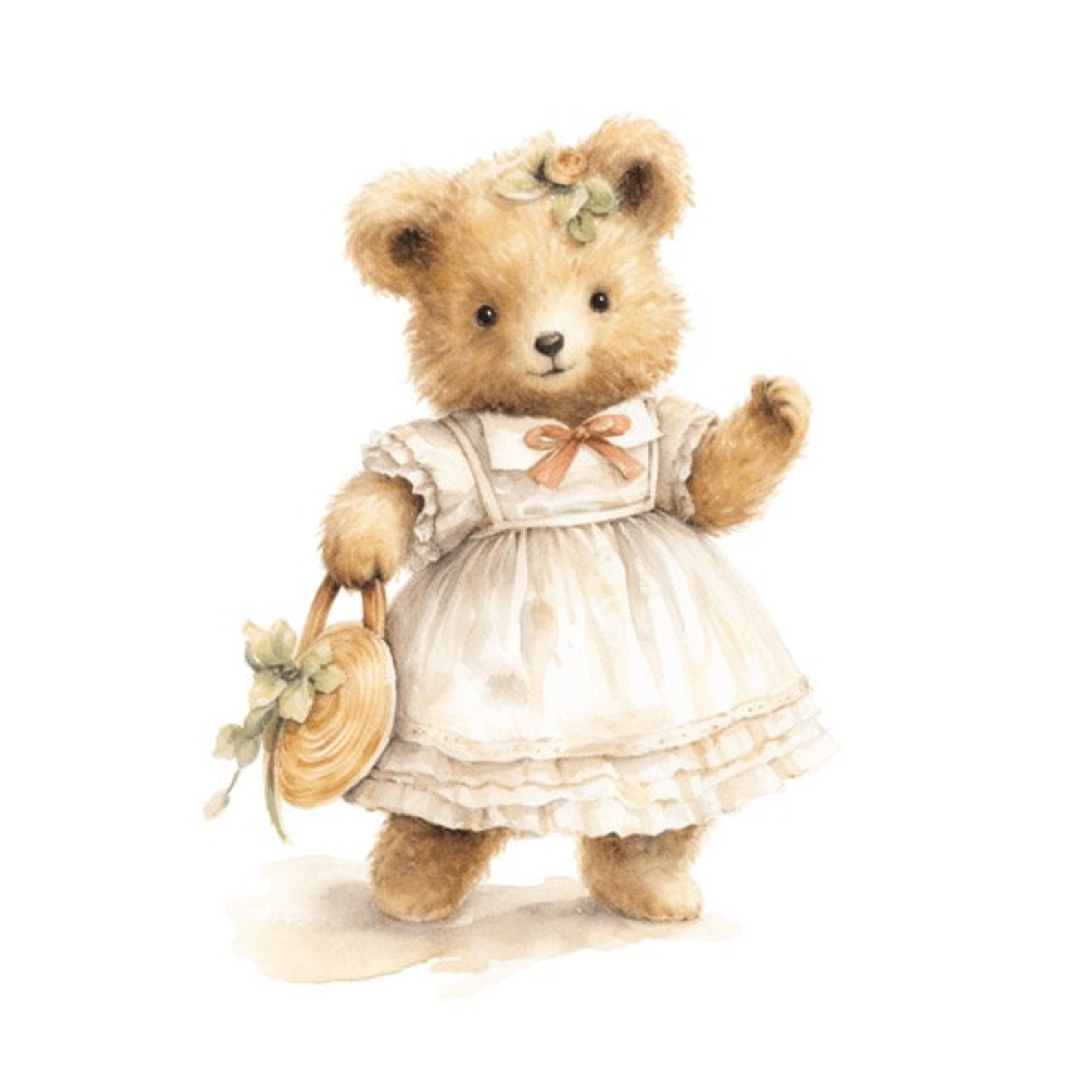 Teddy Bear Vintage Watercolor Clip Art 4 PNG Card Making Paper Crafts ...