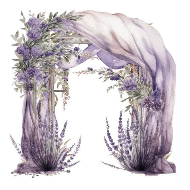 Lavender Wedding Arch Clipart Watercolor 4 High Quality PNG Transparent ...
