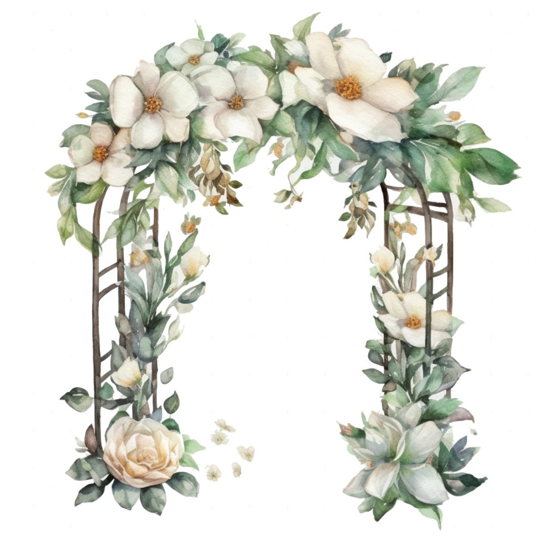 Flower Floral Wedding Arch Clip Art Watercolor 4 High Quality PNG ...